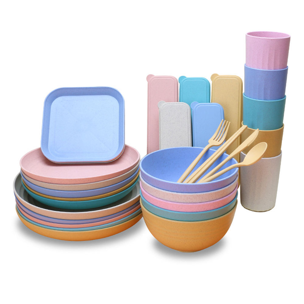 China Colorful Eco Friendly Wheat Straw Plastic Tableware Sets ...